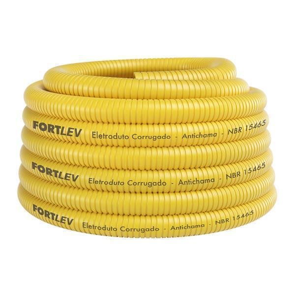 Eletroduto Corrugado Conduite 32mm. 1" 25m. Antichama Amarelo - Fortlev
