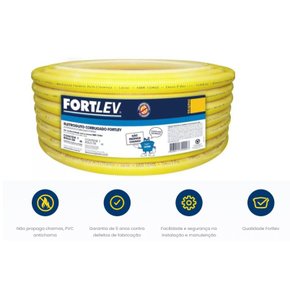 Eletroduto Corrugado Conduite 32mm. 1" 25m. Antichama Amarelo - Fortlev