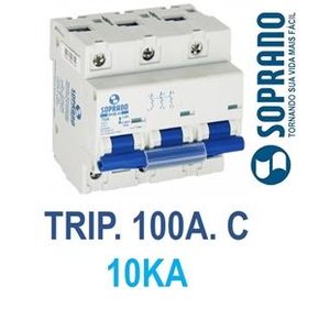 Disjuntor Tripolar 100A Curva C DIN 10KA - Soprano