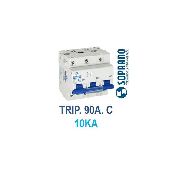 Disjuntor Tripolar 90A Curva C DIN 10KA - Soprano
