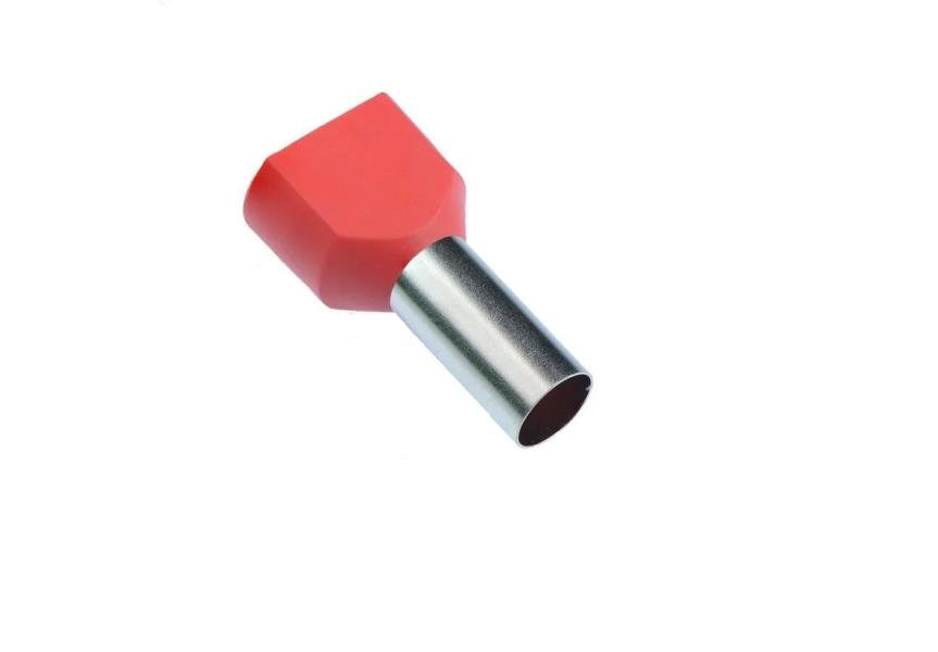Terminal Tubolar Duplo 2 X 10,00MM Vermelho. (1 Peça.)